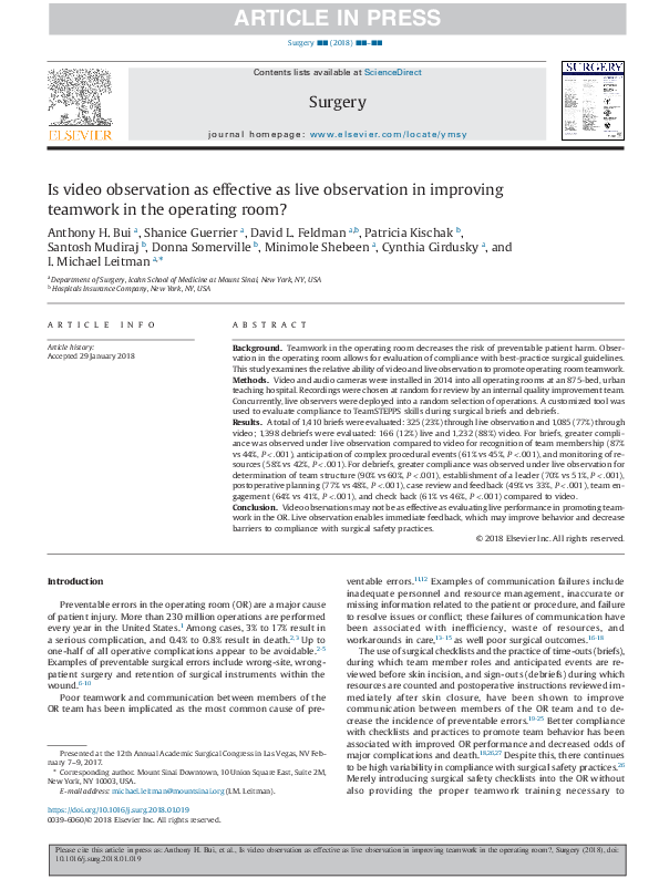 (PDF) Is video observation as effective as live observation in ...
