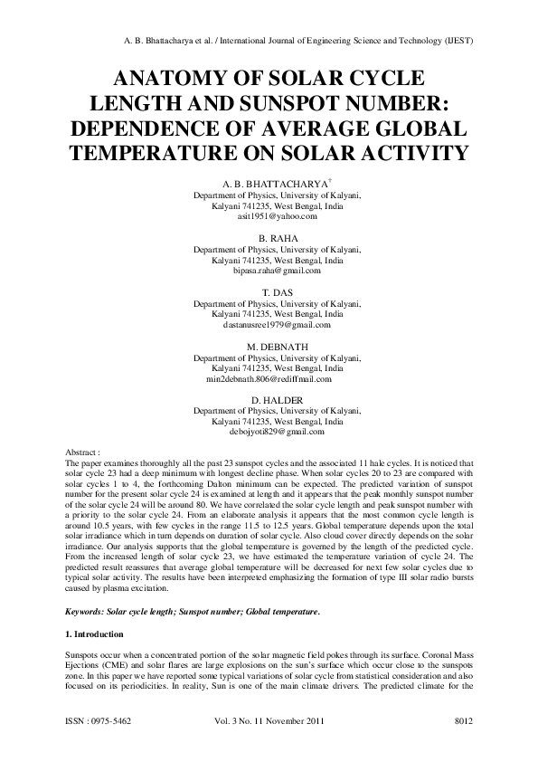 (PDF) Anatomy of Solar Cycle Length and sunspot number: Dependence of ...
