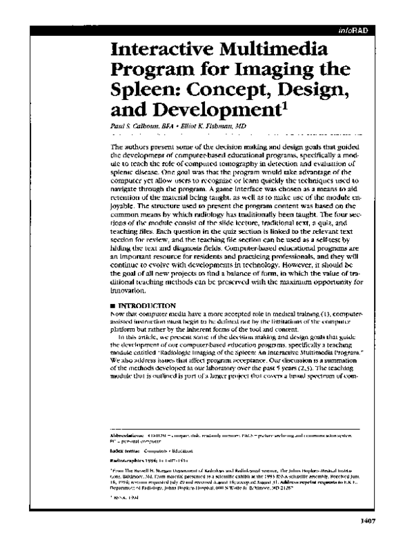 (PDF) Interactive multimedia program for imaging the spleen: concept, design, and development ...