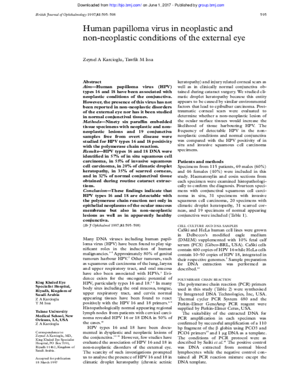 (PDF) HPV Detection in Eye Neoplasms and Lesions