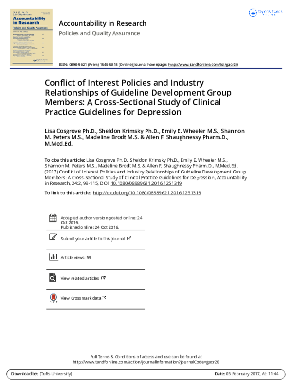 (PDF) Conflict of Interest Policies and Industry Relationships of ...