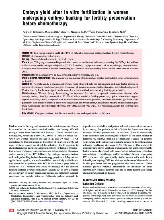 (PDF) Embryo yield after in vitro fertilization in women undergoing ...