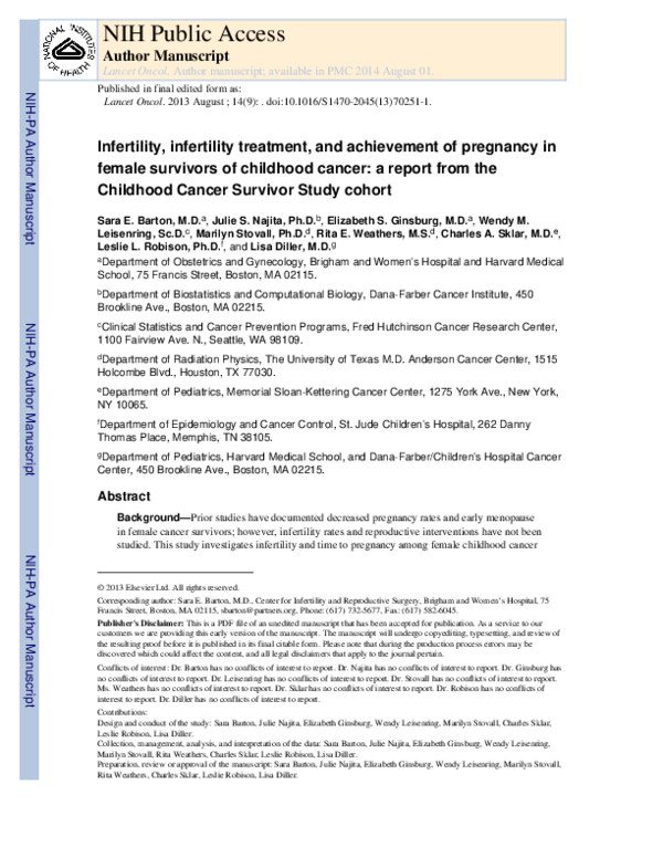 (PDF) Infertility, infertility treatment, and achievement of pregnancy ...