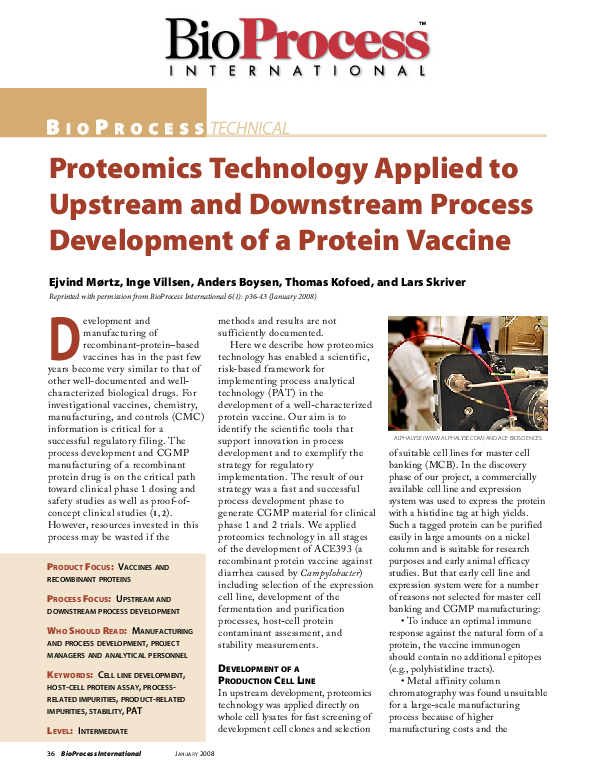 (PDF) Proteomics Technology Applied to Upstream and Downstream Process ...
