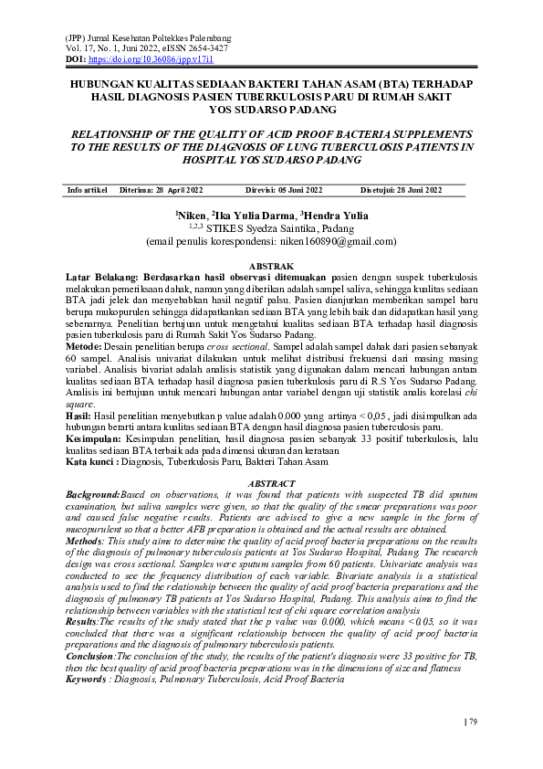 (PDF) Hubungan Kualitas Sediaan Bakteri Tahan Asam (Bta) Terhadap Hasil ...