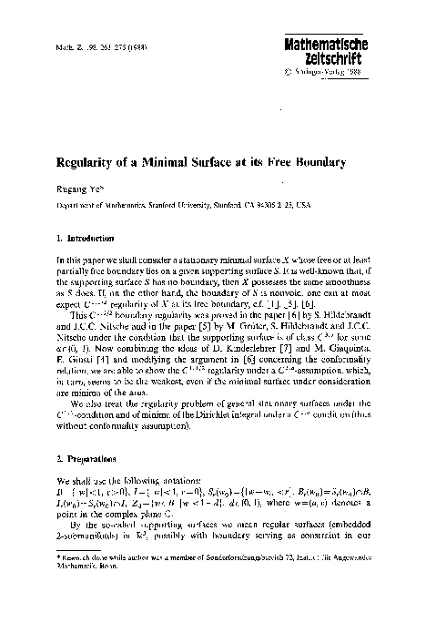 Pdf Regularity Of A Minimal Surface At Its Free Boundary