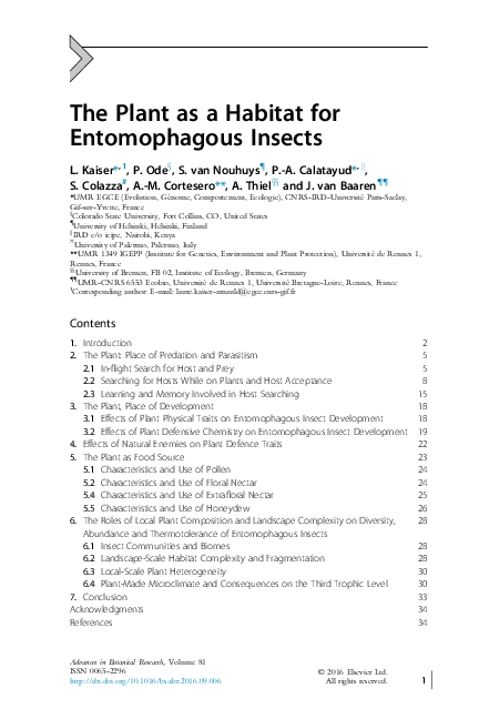 (PDF) The Plant as a Habitat for Entomophagous Insects