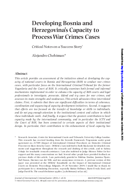 (PDF) Developing Bosnia and Herzegovina's Capacity to Process War ...