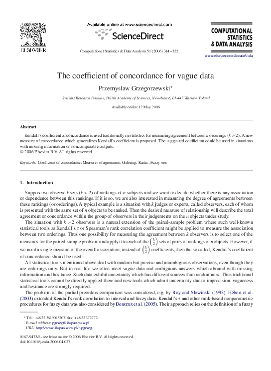 (PDF) The coefficient of concordance for vague data