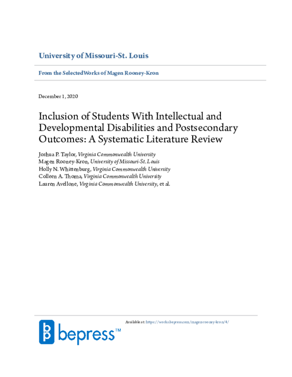 (PDF) Inclusion of Students With Intellectual and Developmental ...