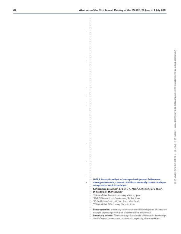 (PDF) O-085 In-depth analysis of embryo development: Differences among ...
