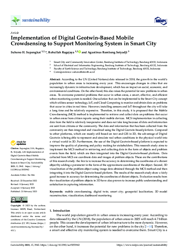 Pdf Implementation Of Digital Geotwin Based Mobile Crowdsensing To Support Monitoring System
