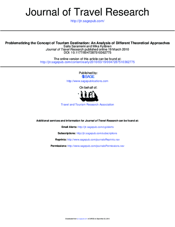 (PDF) Problematizing the Concept of Tourism Destination: An Analysis of ...
