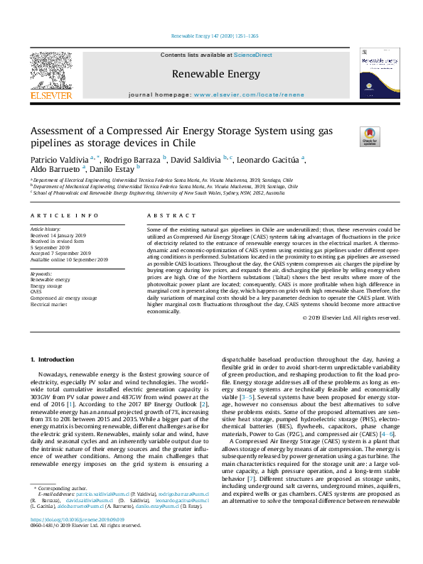 (PDF) Assessment of a Compressed Air Energy Storage System using gas pipelines as storage ...
