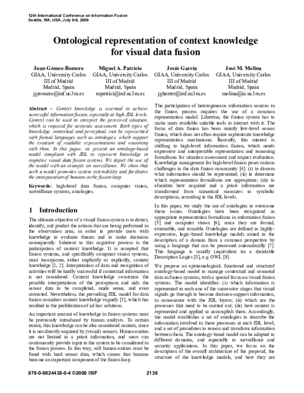 (PDF) Ontological representation of context knowledge for visual data fusion
