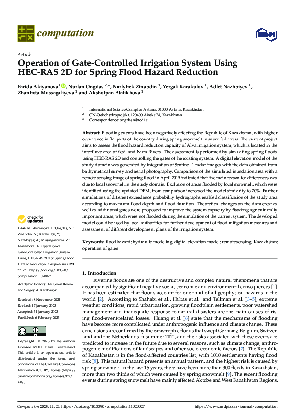(PDF) Operation of Gate-Controlled Irrigation System Using HEC-RAS 2D for Spring Flood Hazard ...