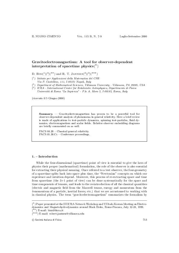 (PDF) Gravitoelectromagnetism: A tool for observer-dependent ...