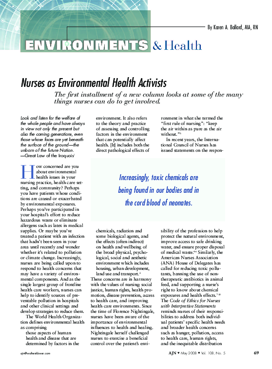 (PDF) Nurses as Environmental Health Activists