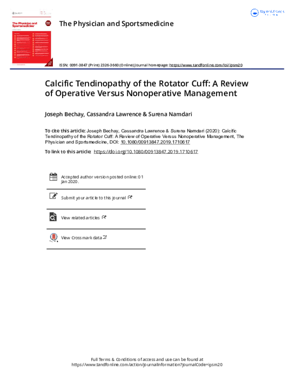 (PDF) Calcific tendinopathy of the rotator cuff: a review of operative ...