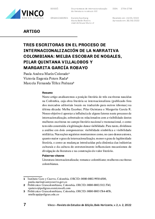 (PDF) Tres escritoras en el proceso de internacionalización de la ...