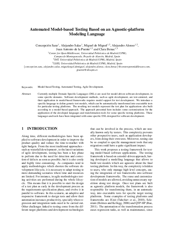 Pdf Automated Model Based Testing Based On An Agnostic Platform Modeling Language