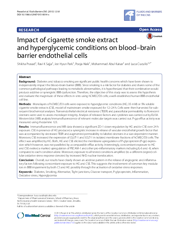 (PDF) Impact of cigarette smoke extract and hyperglycemic conditions on ...