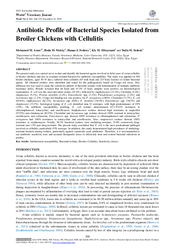 (PDF) Antibiotic Profile of Bacterial Species Isolated from Broiler ...