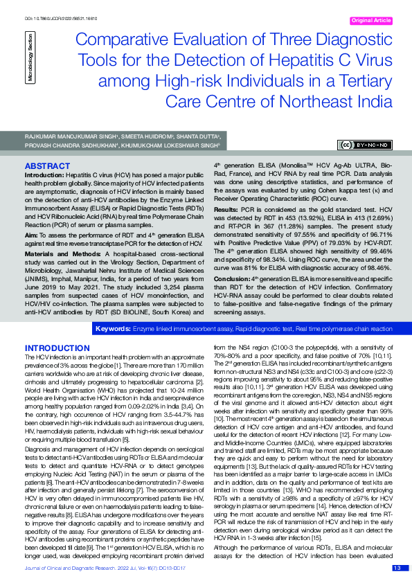(PDF) Comparative Evaluation of Three Diagnostic Tools for the ...