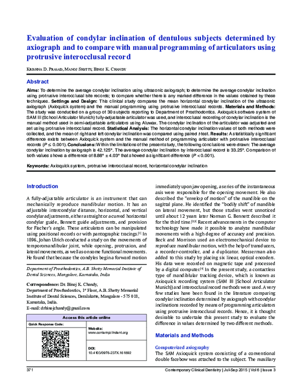 (PDF) Evaluation of condylar inclination of dentulous subjects ...