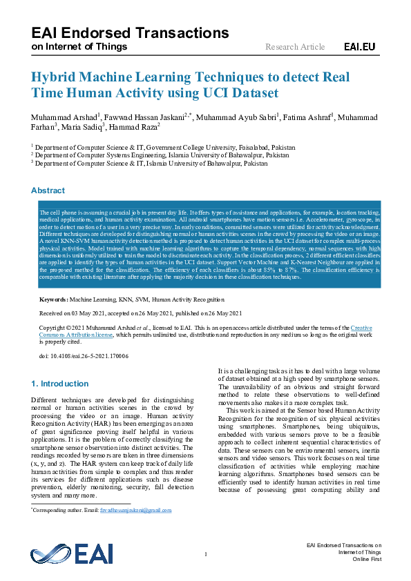 (PDF) Hybrid Machine Learning Techniques to detect Real Time Human ...