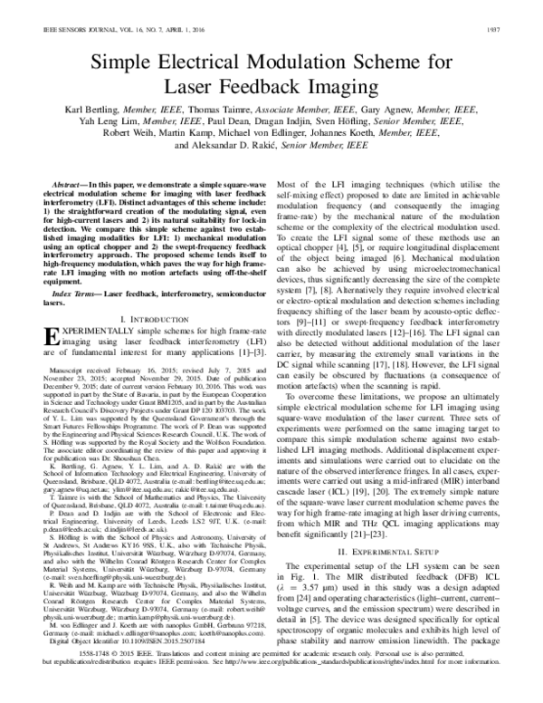 (PDF) Simple Electrical Modulation Scheme for Laser Feedback Imaging