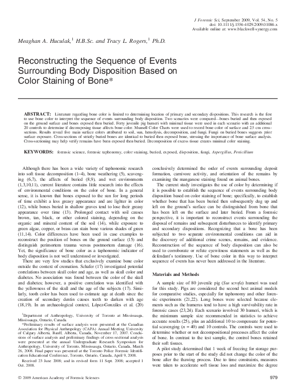 (PDF) Reconstructing the Sequence of Events Surrounding Body ...