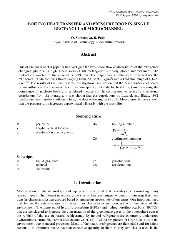 (PDF) Boiling Heat Transfer and Pressure Drop in Single Rectangular Microchannel
