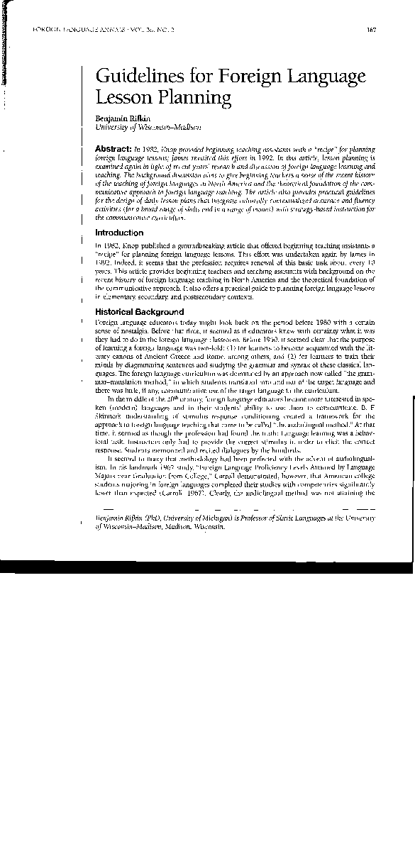 (PDF) Guidelines for Foreign Language Lesson Planning