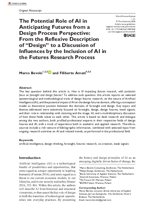 (PDF) The Potential Role of AI in Anticipating Futures from a Design ...