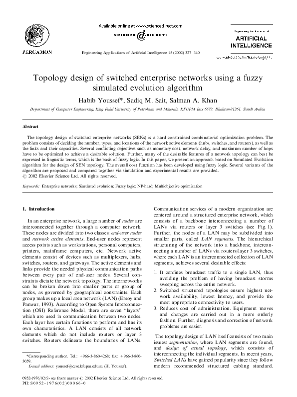 Pdf Topology Design Of Switched Enterprise Networks Using A Fuzzy Simulated Evolution Algorithm