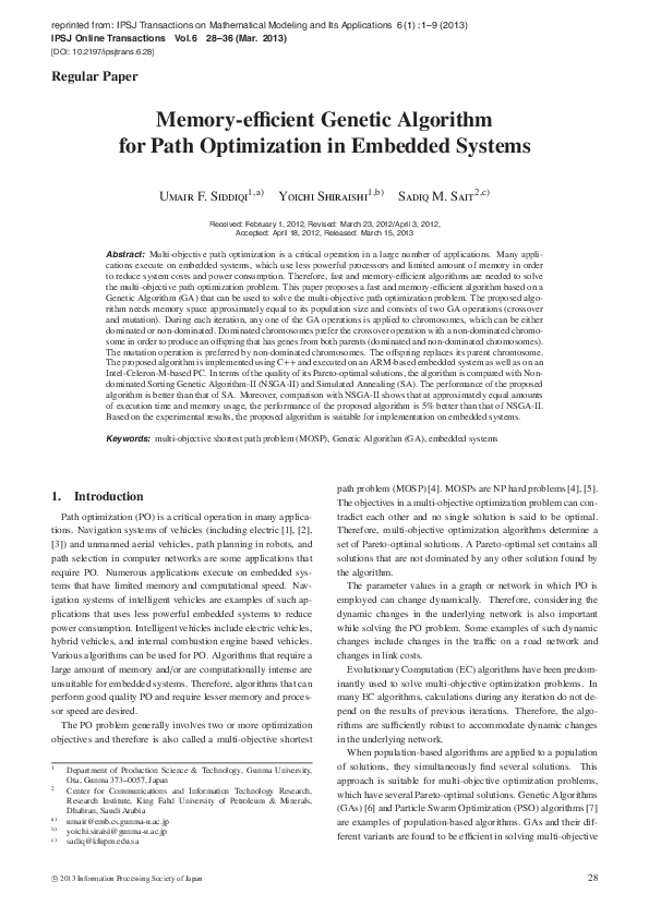 Pdf Memory Efficient Genetic Algorithm For Path Optimization In