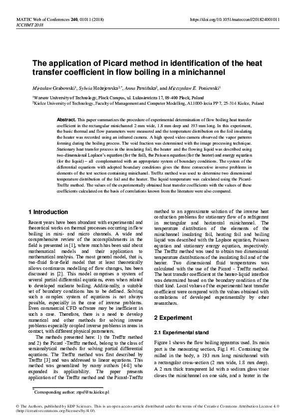 (PDF) The application of Picard method in identification of the heat transfer coefficient in ...
