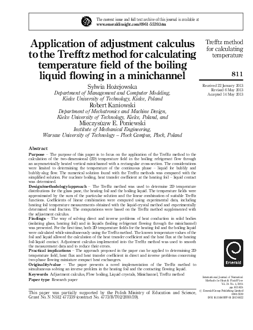 (PDF) Application of adjustment calculus to the Trefftz method for calculating temperature field ...