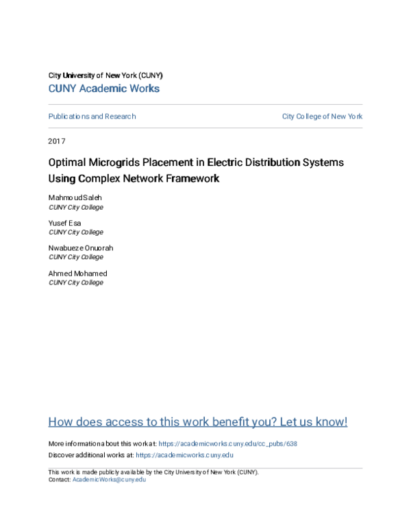 (PDF) Optimal microgrids placement in electric distribution systems using complex network ...