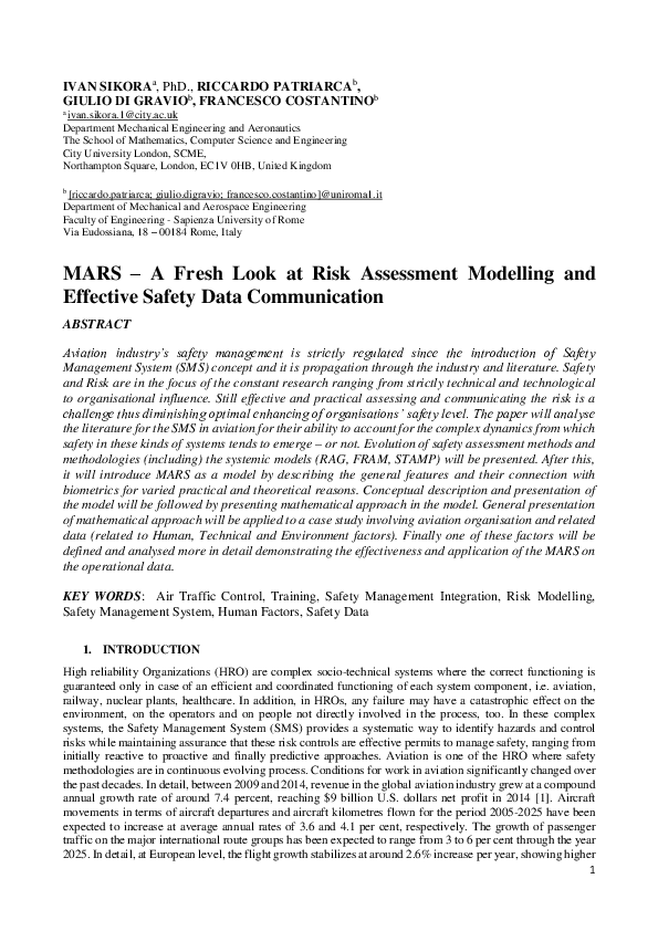 (PDF) MARS – A Fresh Look at Risk Assessment Modelling and Effective ...