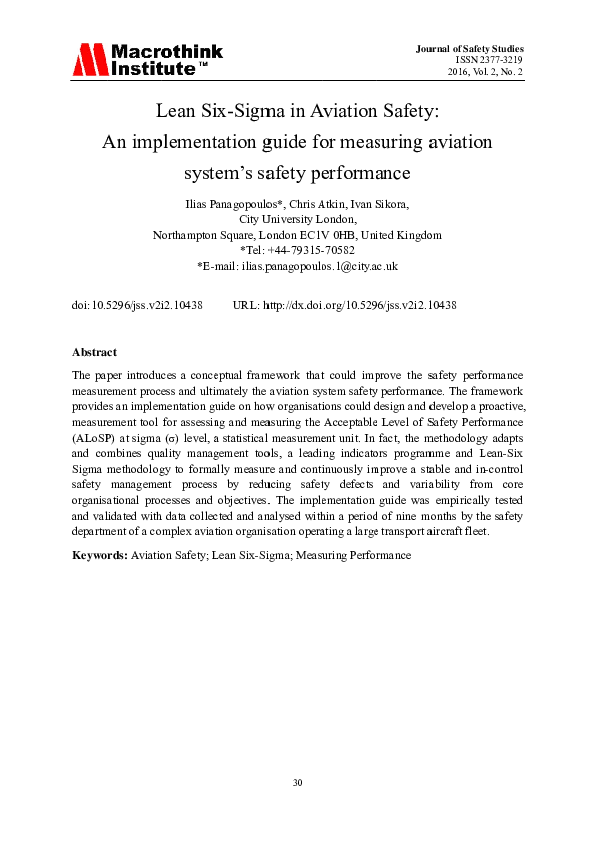 (PDF) Lean Six-Sigma in Aviation Safety: An implementation guide for ...