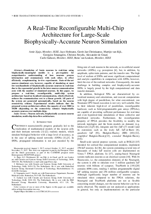 Pdf A Real Time Reconfigurable Multichip Architecture For Large Scale Biophysically Accurate