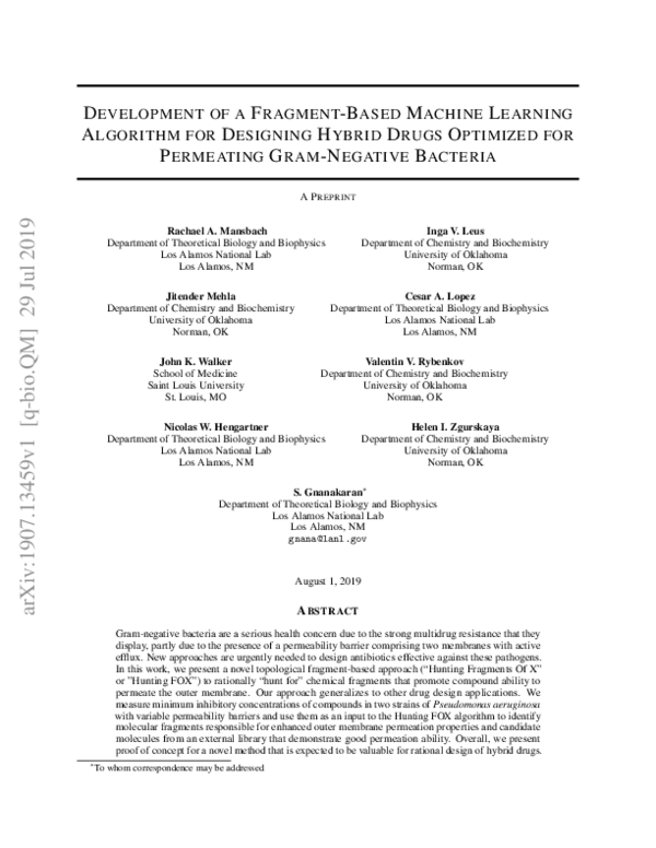 (PDF) Development of a fragment-based machine learning algorithm for designing hybrid drugs ...