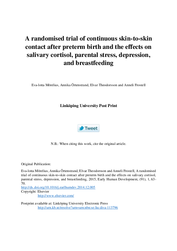 (PDF) A randomised trial of continuous skin-to-skin contact after ...