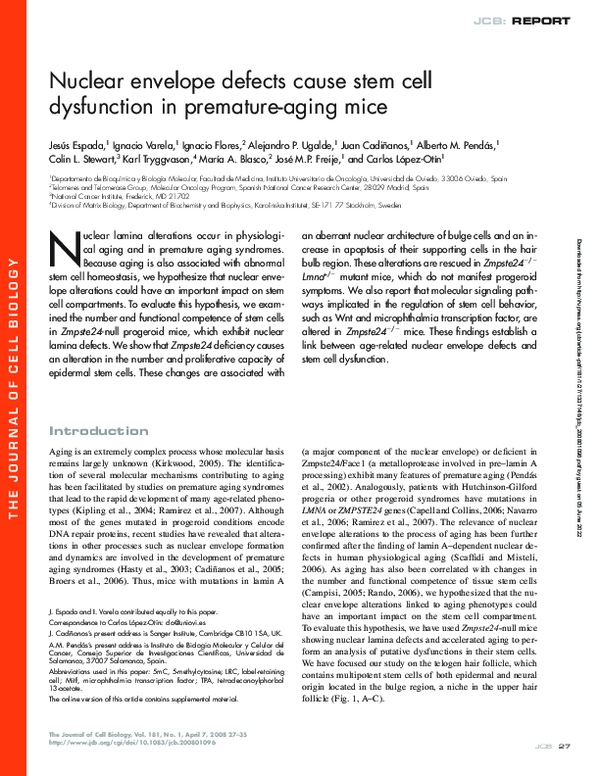 (PDF) Nuclear envelope defects cause stem cell dysfunction in premature ...