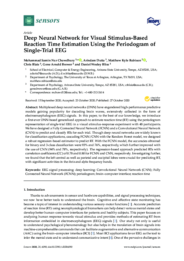 Pdf Deep Neural Network For Visual Stimulus Based Reaction Time