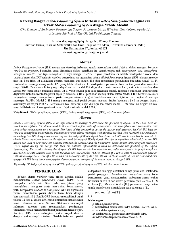 (PDF) Rancang Bangun Indoor Positioning System berbasis Wireless ...