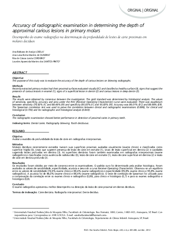 (PDF) Accuracy of radiographic examination in determining the depth of ...