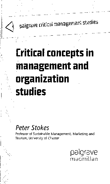 (PDF) Critical concepts in management and organization studies